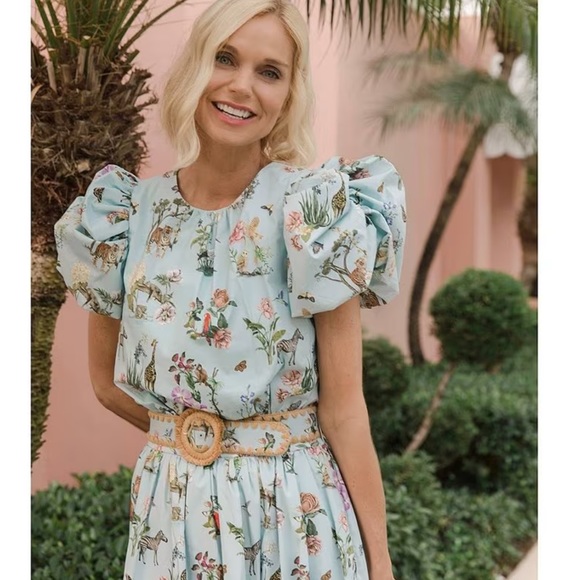 ANTONIO MELANI | Tops | Antonio Melanix Jennifer Sumko Kip Bay Floral Animal Print Puff Sleeve ...